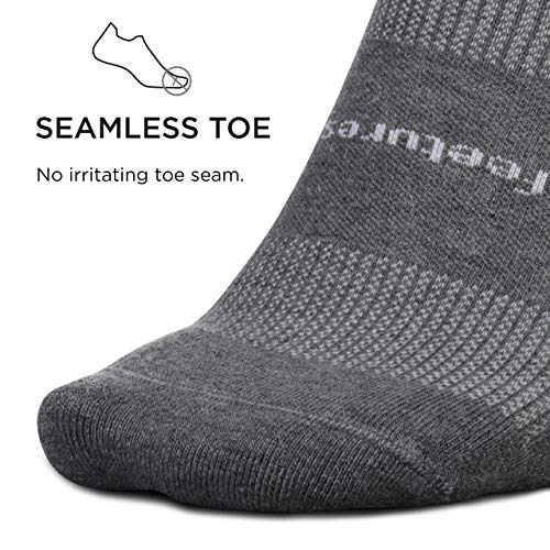 Feetures High Performance Max Cushion Ankle Sock - No Show Socks for Women & Men with Heel Tab - Heather Gray, L (1 Pair)