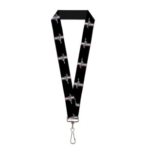 buckle-down womens lanyard - 1.0" ford mustang w/bars logo repeat key chain, multicolor, one size us