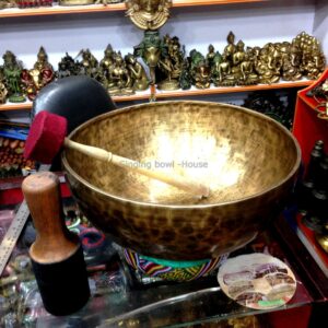 11-Inch Diameter Chakra Master Healing & Meditation Tibetan Singing Bowl including Mallet, Drum Stick and Silk Cushion Handmade in Nepal