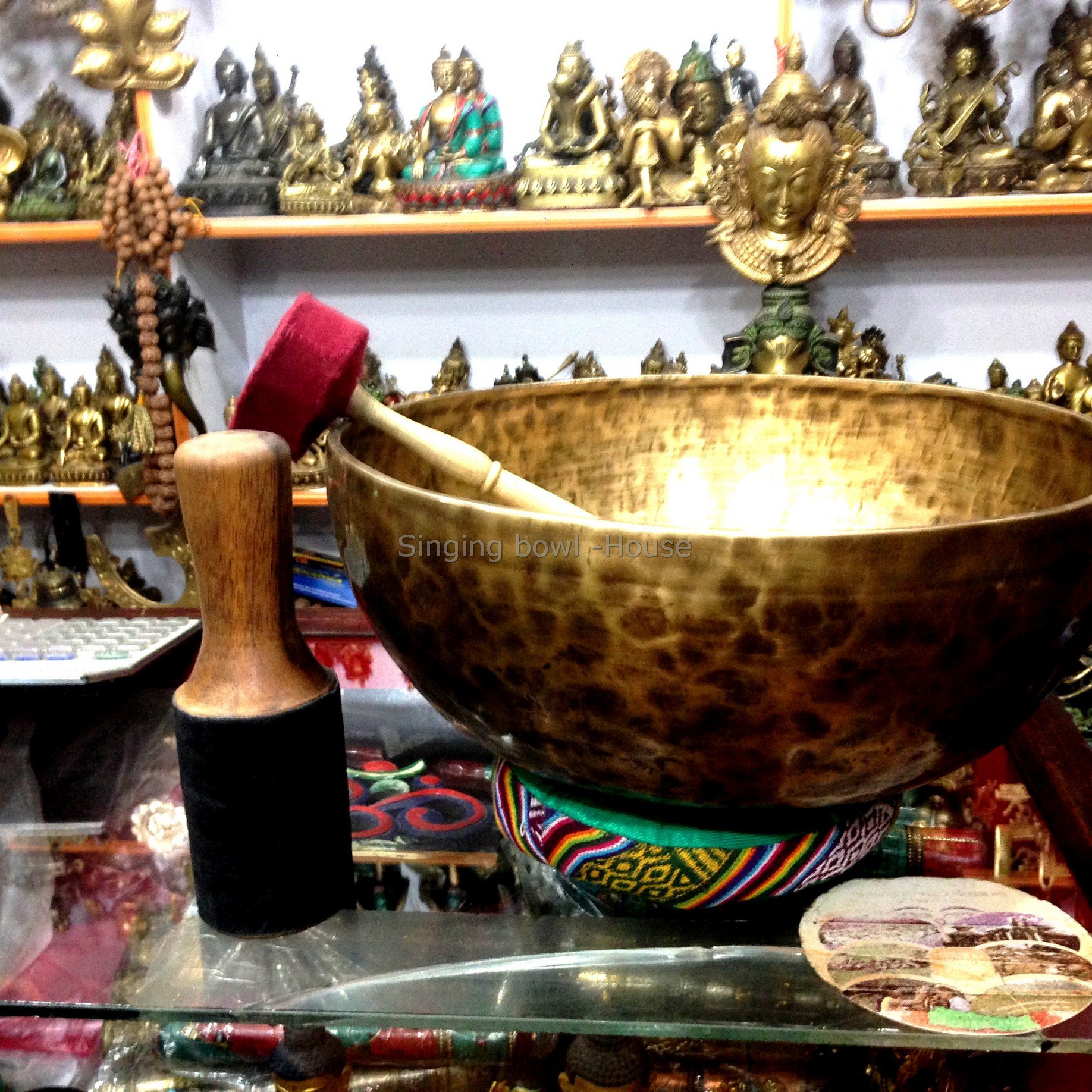 11-Inch Diameter Chakra Master Healing & Meditation Tibetan Singing Bowl including Mallet, Drum Stick and Silk Cushion Handmade in Nepal