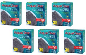 (6 pack) aquaclear filter insert activated carbon, 3 inserts each