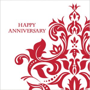 creative converting 36 count 3 ply happy anniversary lunch napkins, ruby