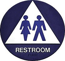 crl uni-sex restroom sign - 12" diameter - 6-10 business days lead time