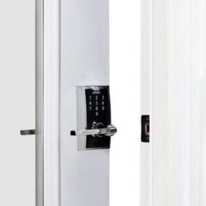 Schlage FE695-CEN-619-LAT Satin Nickel Century Keyless Touch Pad Electronic Leverset with Latitude Lever