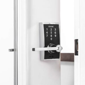 Schlage FE695-CEN-619-LAT Satin Nickel Century Keyless Touch Pad Electronic Leverset with Latitude Lever