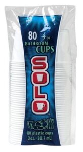 solo 3-ounce plastic bathroom cups, 80-count package (80)