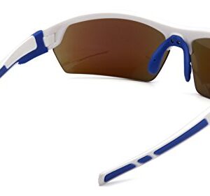 Pyramex Safety Products Venture Gear Tensaw Half-Frame High Performance Safety Eyewear, White-Blue Frame, Ice Blue Mirror Anti-Fog Lens