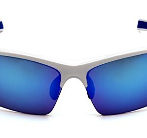 Pyramex Safety Products Venture Gear Tensaw Half-Frame High Performance Safety Eyewear, White-Blue Frame, Ice Blue Mirror Anti-Fog Lens