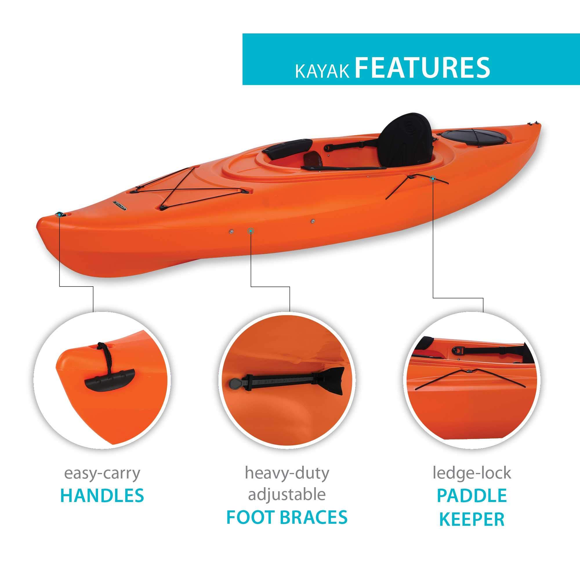 Emotion Guster Sit-Inside Kayak, Orange, 10'