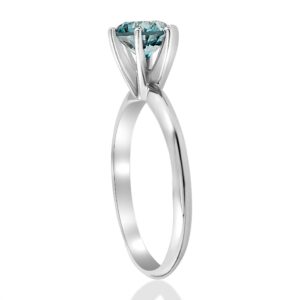 P3 POMPEII3 1 1/2ct Blue Diamond Solitaire Engagement Ring 14K White Gold - Size 7