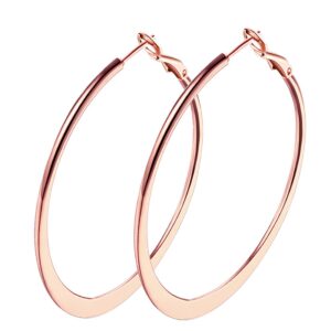 Hoops Earrings, Fashion Jewelry Big Rose Gold Plated Hoop Earrings for Women Gifts