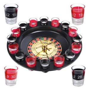 evelots drinking shot glass roulette game-casino style-16 shot glasses included