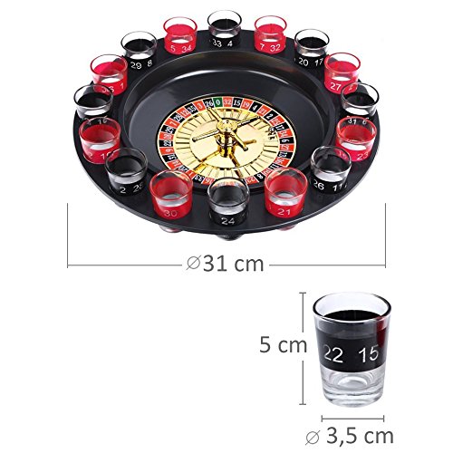 Evelots Drinking Shot Glass Roulette Game-Casino Style-16 Shot Glasses Included