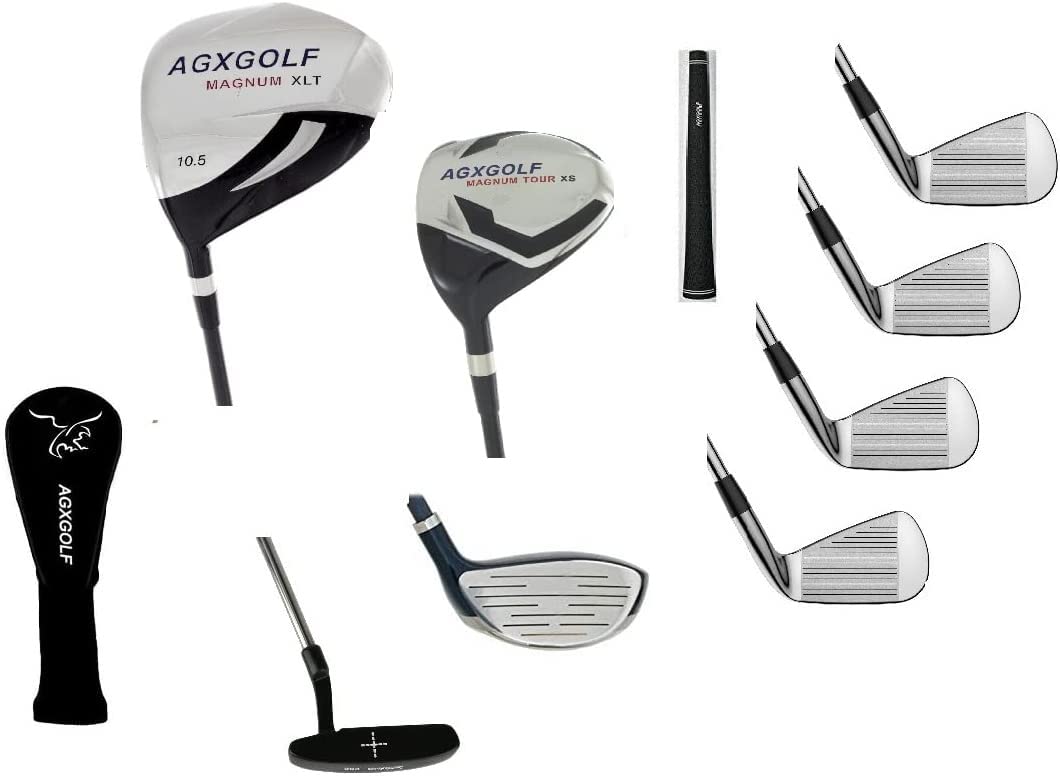 AGXGOLF Men's Left Hand Extra Tall Length (+1.5 inch) XLT Edition Executive Golf Club Set wDriver Fairway & Utility Clubs + Irons, Wedge & Putter; Built in USA!