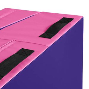 We Sell Mats Gymnastics Incline Mat, Folding and Non-Folding Cheese Wedge Skill Shape, Tumbling Mat for Gymnastics Training, Cheerleading and Obstacle Courses, Purple / Pink, 60" x 30" x 15" - Medium