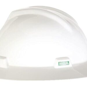 MSA 10058321 V-Gard Full-Brim Hard Hat With 1-Touch Suspension | Polyethylene Shell, Superior Impact Protection, Self Adjusting Crown Straps - Standard Size in White