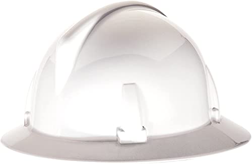 MSA 454719 Topgard Full Brim Safety Hard Hat with 1-Touch Suspension | Non-Slotted Polycarbonate Shell, for General Purpose and Elevated Temperatures - Standard Size in White