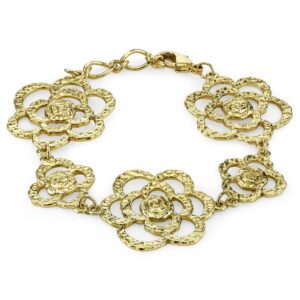 1928 Jewelry Hammered Flower Bracelet