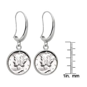 American Coin Treasures Coin Earrings Mercury Dime | Silvertone Hook Style | Genuine Coin | Women's Fashion Jewelry