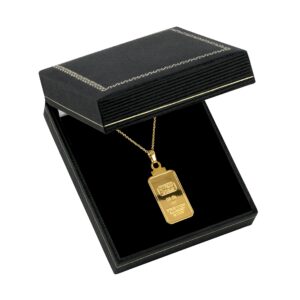 American Coin Treasures 2.5 Gram Swiss Ingot Replica Pendant Necklace Layered in 24kt Gold