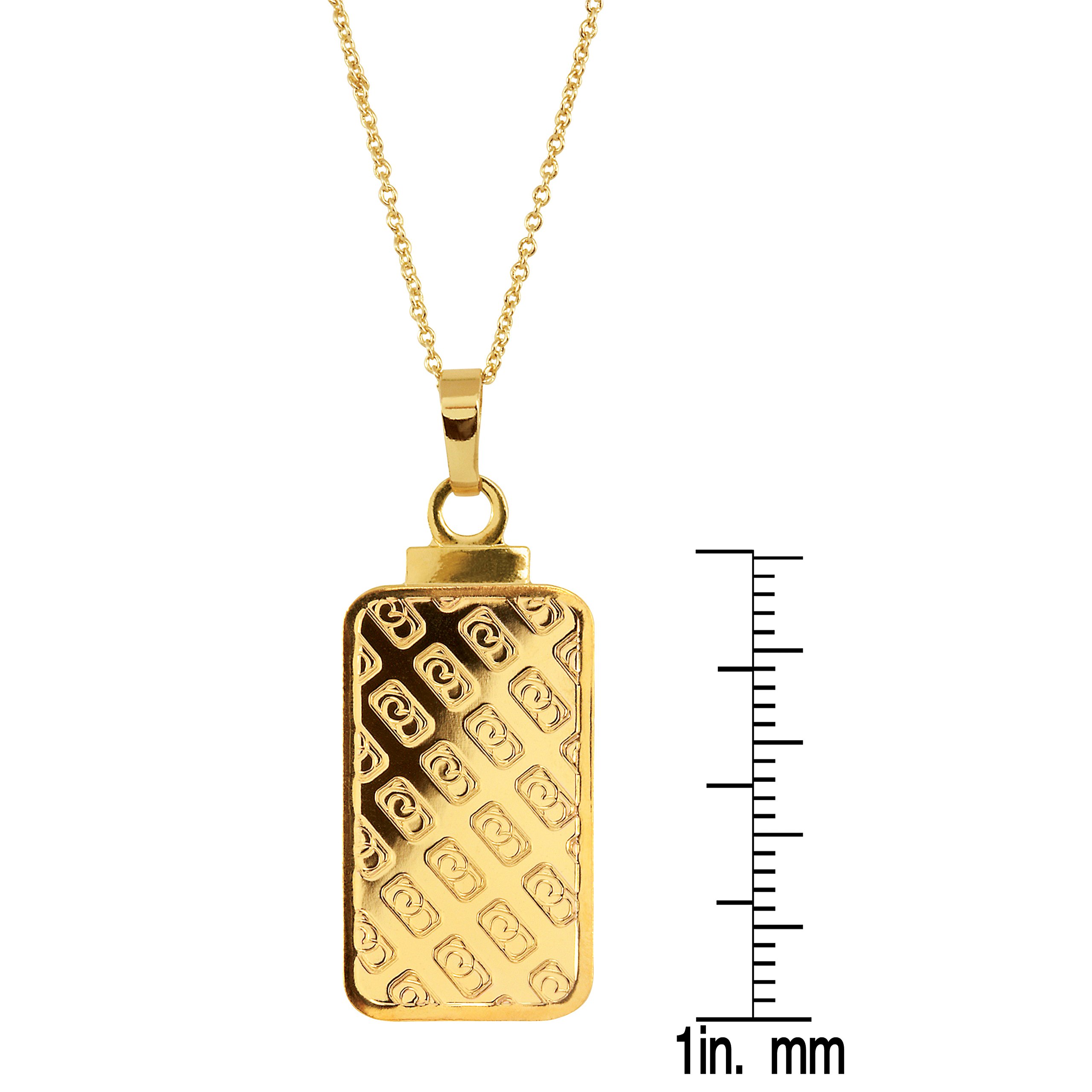 American Coin Treasures 2.5 Gram Swiss Ingot Replica Pendant Necklace Layered in 24kt Gold