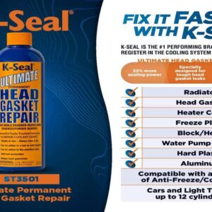 K-Seal ST3501 Pour and Go Head Gasket Sealer, 16oz, Permanent Repair for Blown Head Gaskets, Cracked Heads and Blocks