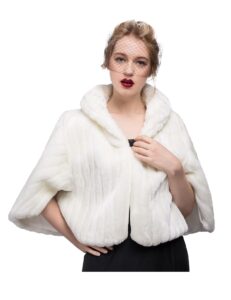 beautelicate faux fur shawl for women soft fur stole wrap shrug for winter wedding event