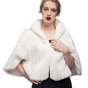 BEAUTELICATE Faux Fur Shawl For Women Soft Fur Stole Wrap Shrug For Winter Wedding Event