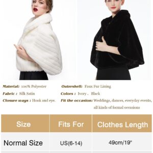 BEAUTELICATE Faux Fur Shawl For Women Soft Fur Stole Wrap Shrug For Winter Wedding Event