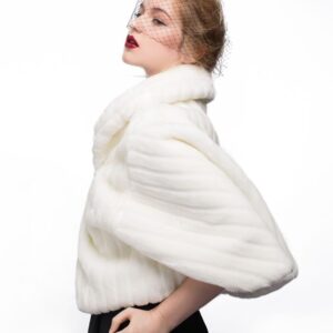 BEAUTELICATE Faux Fur Shawl For Women Soft Fur Stole Wrap Shrug For Winter Wedding Event