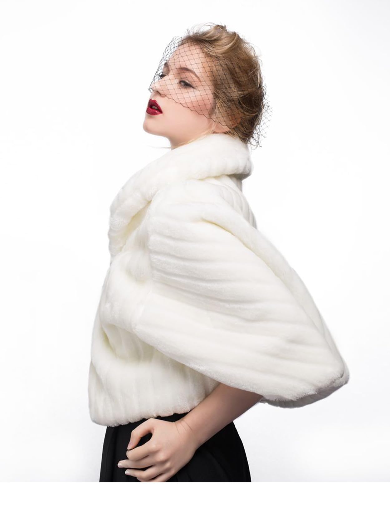 BEAUTELICATE Faux Fur Shawl For Women Soft Fur Stole Wrap Shrug For Winter Wedding Event