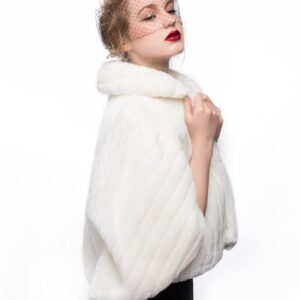 BEAUTELICATE Faux Fur Shawl For Women Soft Fur Stole Wrap Shrug For Winter Wedding Event