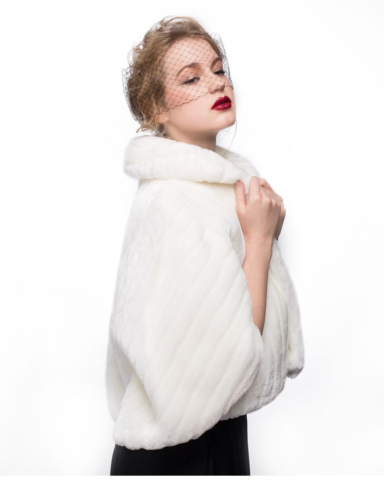 BEAUTELICATE Faux Fur Shawl For Women Soft Fur Stole Wrap Shrug For Winter Wedding Event