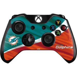 skinit decal gaming skin compatible with xbox one controller - officially licensed nfl miami dolphins design