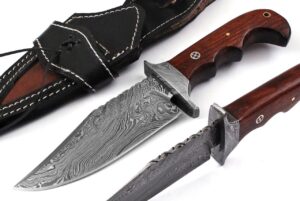 custom handmade fixed blade damascus knife for hunting, camping & hiking damascus knife with sheath for outdoor uses