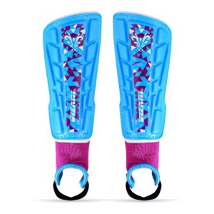 vizari frost soccer shin guards - unique graphic lightweight pp shell - hard shell protection - foam-padded football shin pads for comfort - adult and kids soccer shin guards with adjustable straps