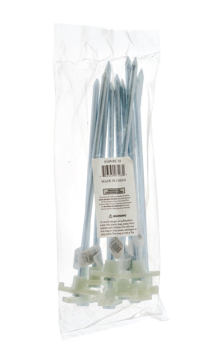 SE 10-1/2" Metal Tent Pegs with Glow-in-the-Dark Stoppers (10-Pack) - 910NRC10