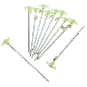 SE 10-1/2" Metal Tent Pegs with Glow-in-the-Dark Stoppers (10-Pack) - 910NRC10