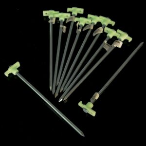 SE 10-1/2" Metal Tent Pegs with Glow-in-the-Dark Stoppers (10-Pack) - 910NRC10