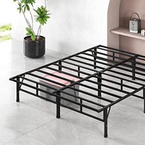 zinus smartbase compack mattress foundation, 14 inch metal bed frame, no box spring needed, sturdy steel slat support, full