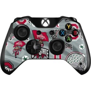 skinit decal gaming skin compatible with xbox one controller - officially licensed ohio state university ohio state pattern design