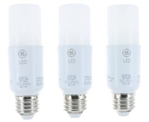 ge lighting 79369 led bright stik 10-watt (60-watt replacement), 760-lumen light bulb with medium base, daylight, 1 box (3 bulbs total)