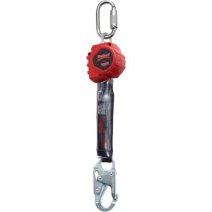 3m protecta 3100403 self retracting lifeline rebel 6' (18m) web, steel snap hook and carabiner, black/red