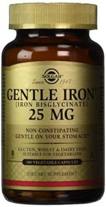 solgar - gentle iron 25 mg vegetable capsules 180 count 3 pack easy on stomach, promote red blood cell production.