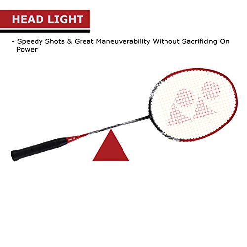 YONEX Nanoray 6000I G4 - U Aluminium Strung Badminton Racket with Full Racket Cover (Red) | for Intermediate Players | 92 Grams | Maximum String Tension - 24lbs