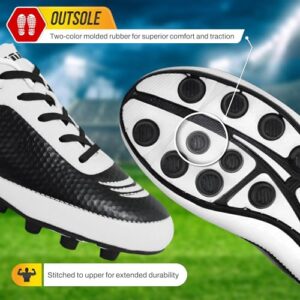 Vizari Infinity FG Soccer Cleats | Firm Ground Soccer Cleats for Outdoor Surfaces and Fields | Lightweight and Easy to wear Youth Soccer Cleats| White/Black | Toddler