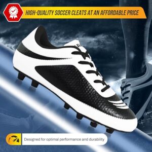 Vizari Infinity FG Soccer Cleats | Firm Ground Soccer Cleats for Outdoor Surfaces and Fields | Lightweight and Easy to wear Youth Soccer Cleats| White/Black | Toddler