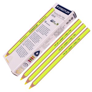 staedtler textsurfer dry highlighter pencil 128 64 drawing for writing sketching inkjet,paper,copy,fax (pack of 12 yellow)