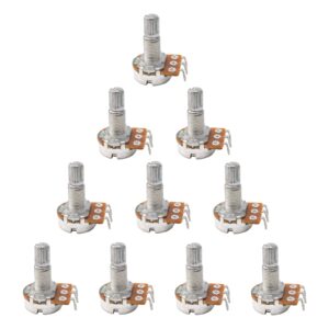 jiuwu guitar potentiometers split shaft pots audio tone switch control pack of 10 (a250k)