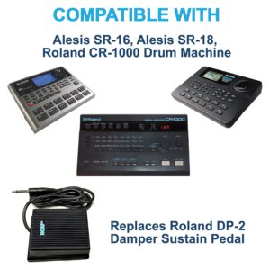 HQRP Foot Switch сompatible with Alesis SR-16 SR-18 Roland CR-1000 Drum Machine DP-2 Damper Sustain Pedal